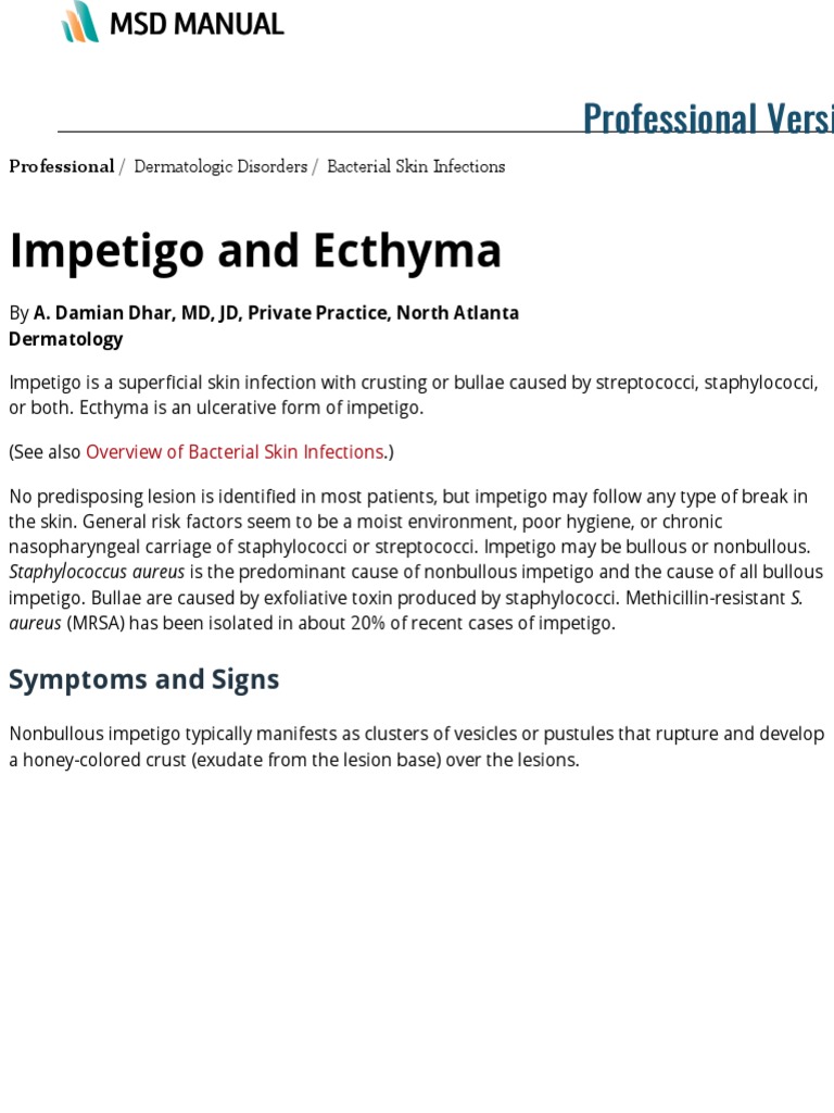 Impetigo Ecthyma Treatment Symptoms Causes Merck Impetigo Symptoms,