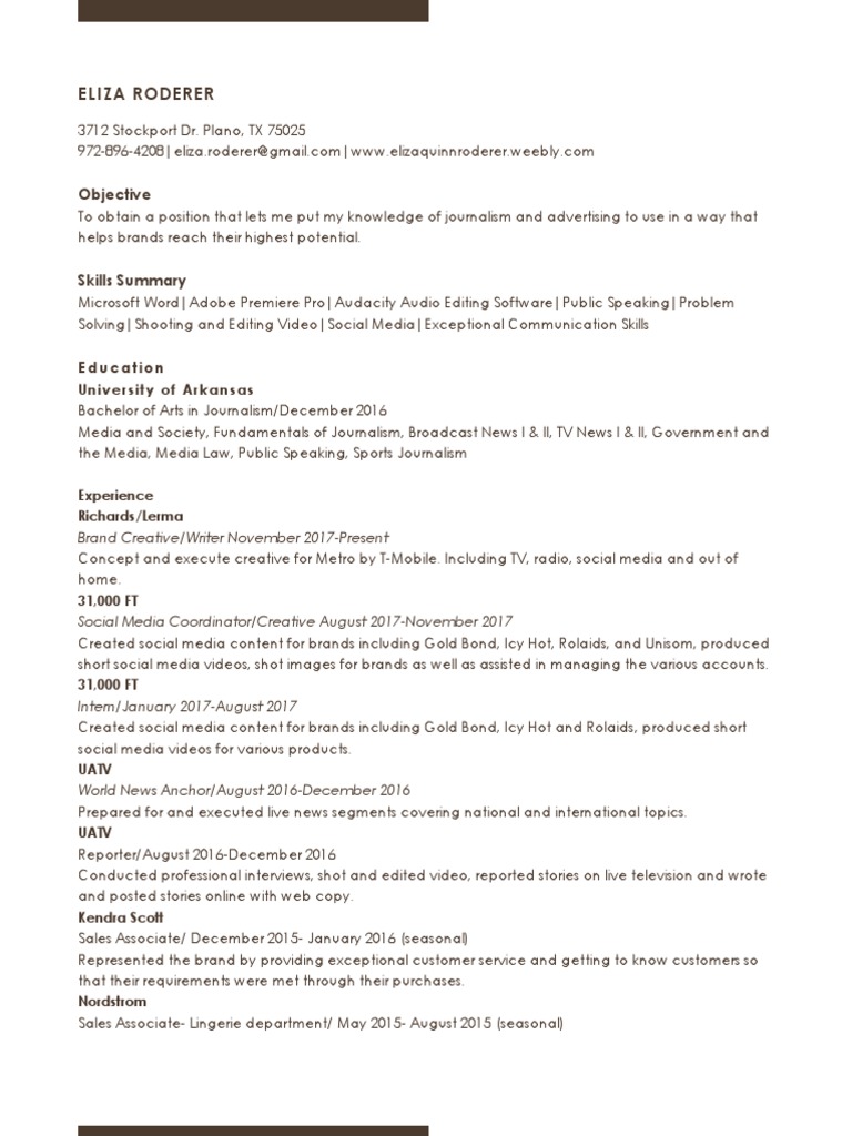 Final Resume 2017 | PDF | Mass Media | Social Media