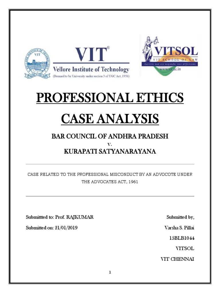 Professional Ethics Case Analysis1 | PDF | Advocate | Supreme Court Of India