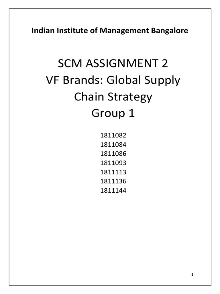 Group 1 SCM Assignment 2 VF Brands | PDF | Strategic Management | Brand