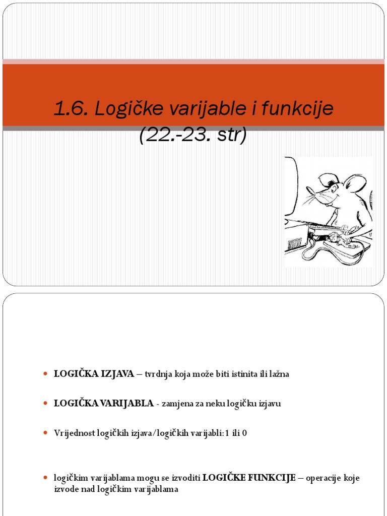 1 6 Logicke Varijable I Funkcije | PDF