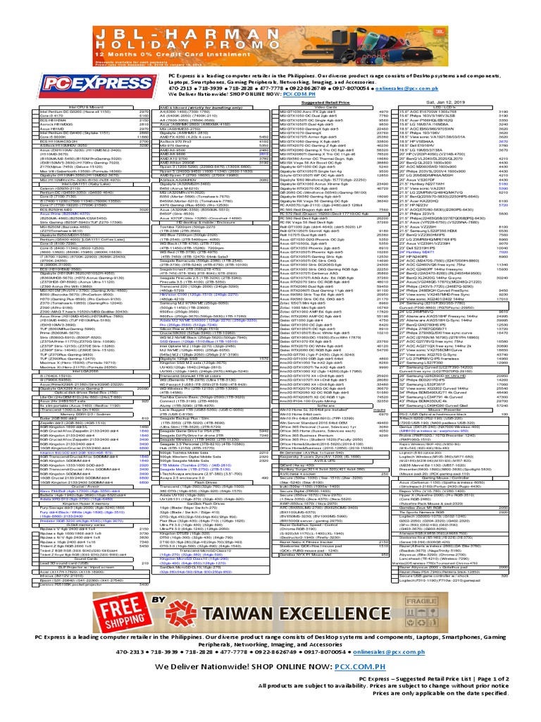 2019-01-12 - PC Express - Suggested Retail Price List | PDF | Desktop ...