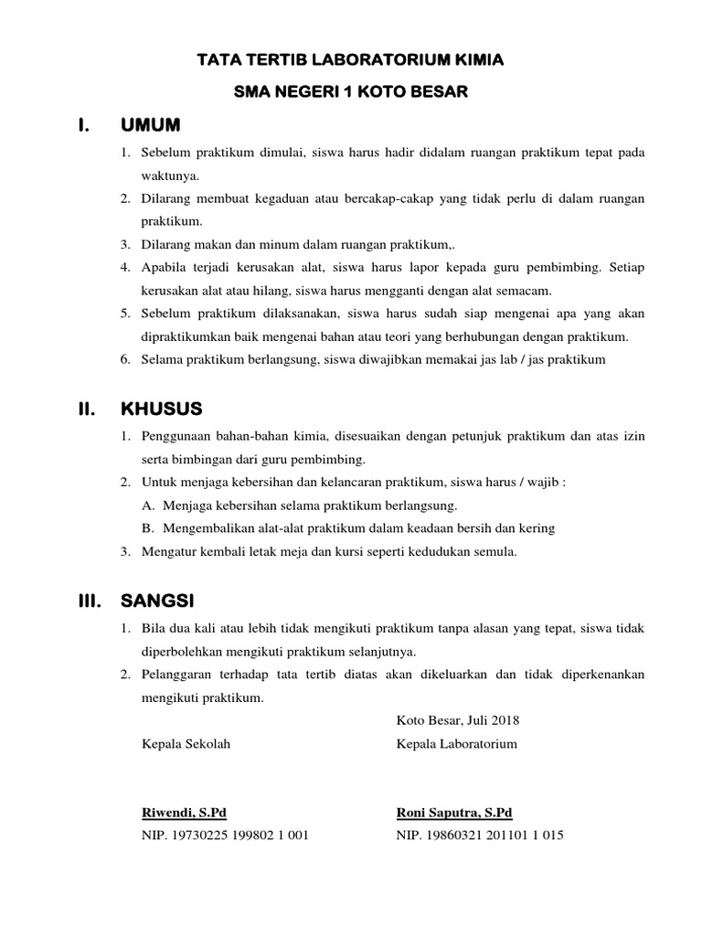 Tata Tertib Lab | PDF