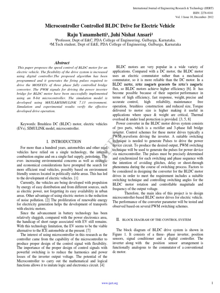 Microcontroller Controlled BLDC Drive Fo PDF | PDF | Power Inverter ...