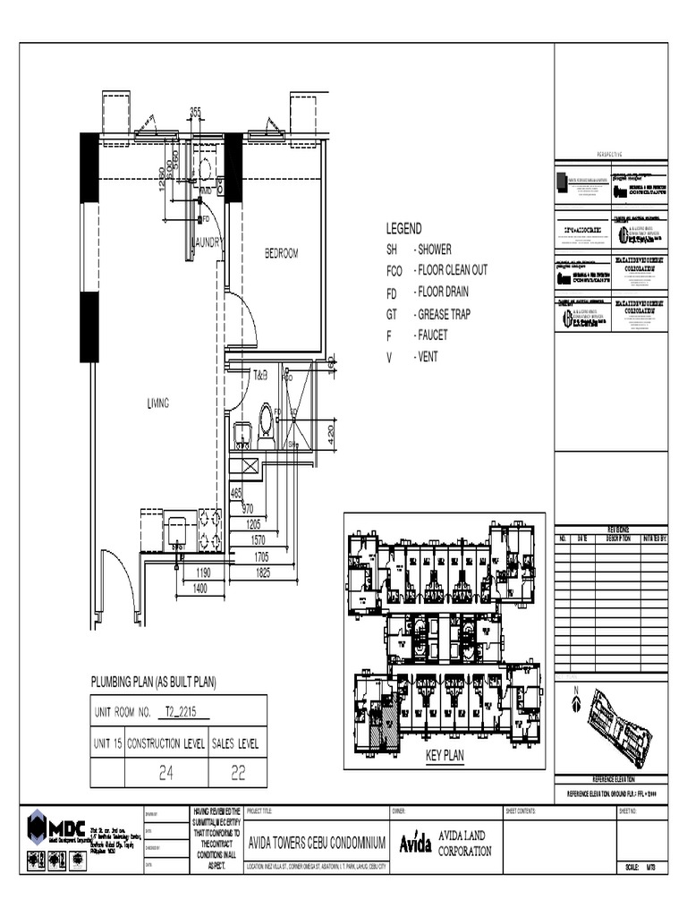 Legend: SH FCO - Shower - Floor Clean Out - Floor Drain - Grease Trap ...