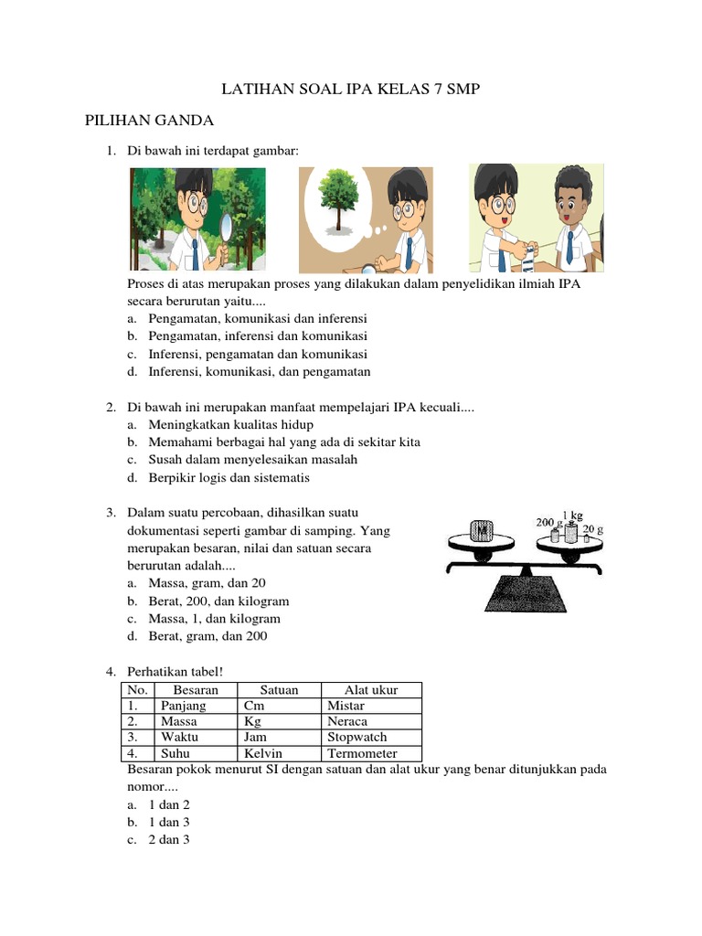 Latihan Soal Ipa Kelas Vii SMP | PDF