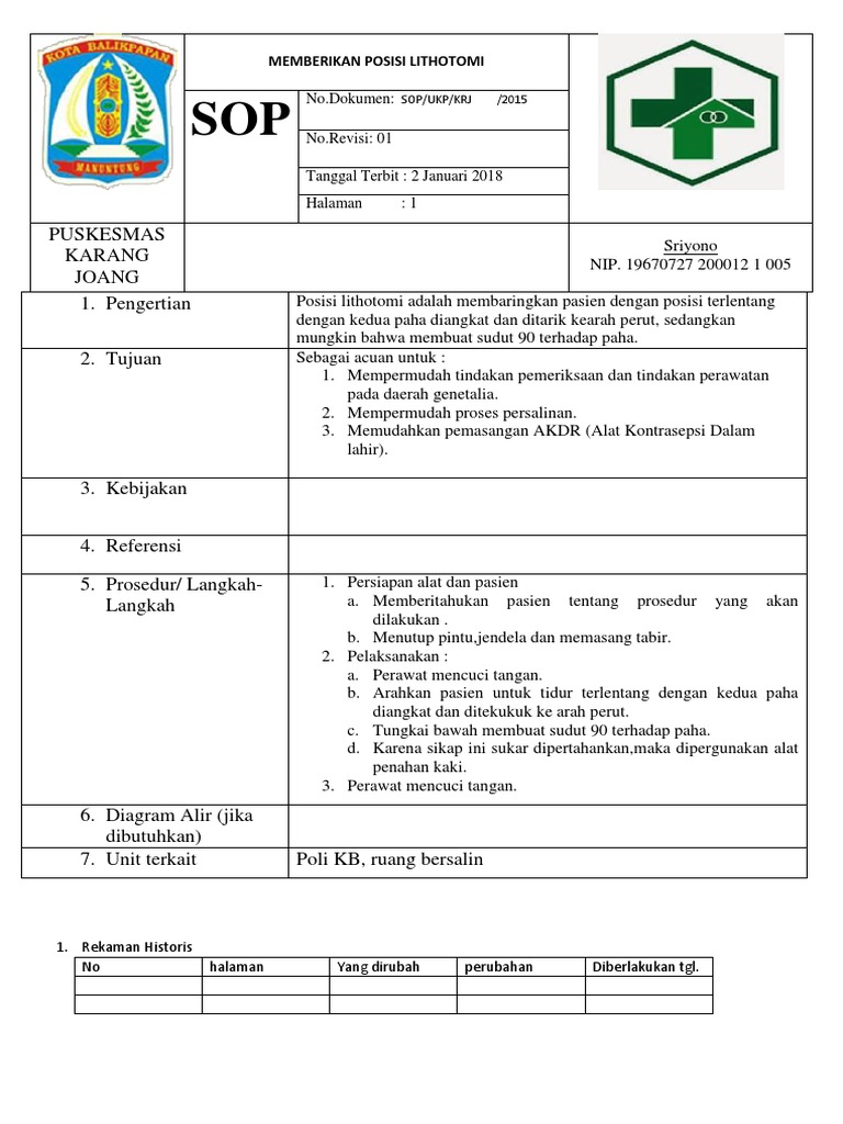 Sop Memberikan Posisi Litotomi | PDF