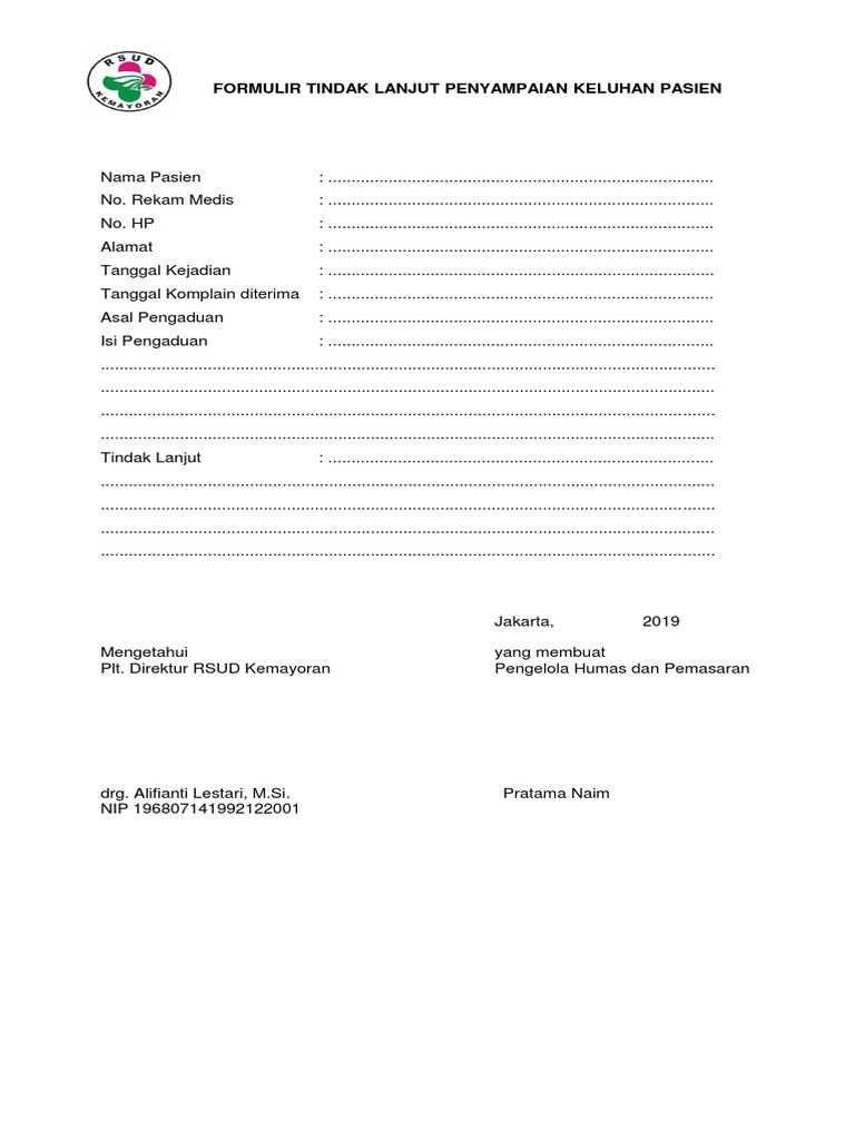 Formulir Komplain | PDF