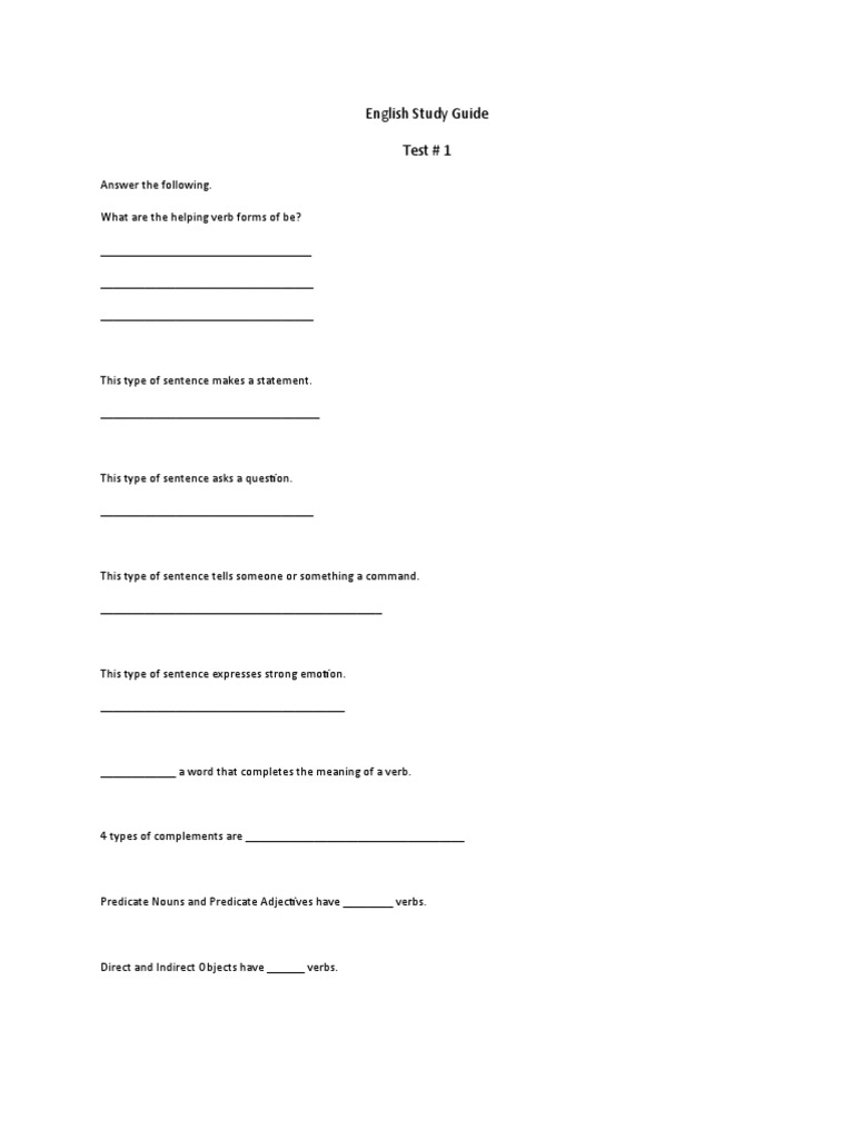 English Study Guide | PDF