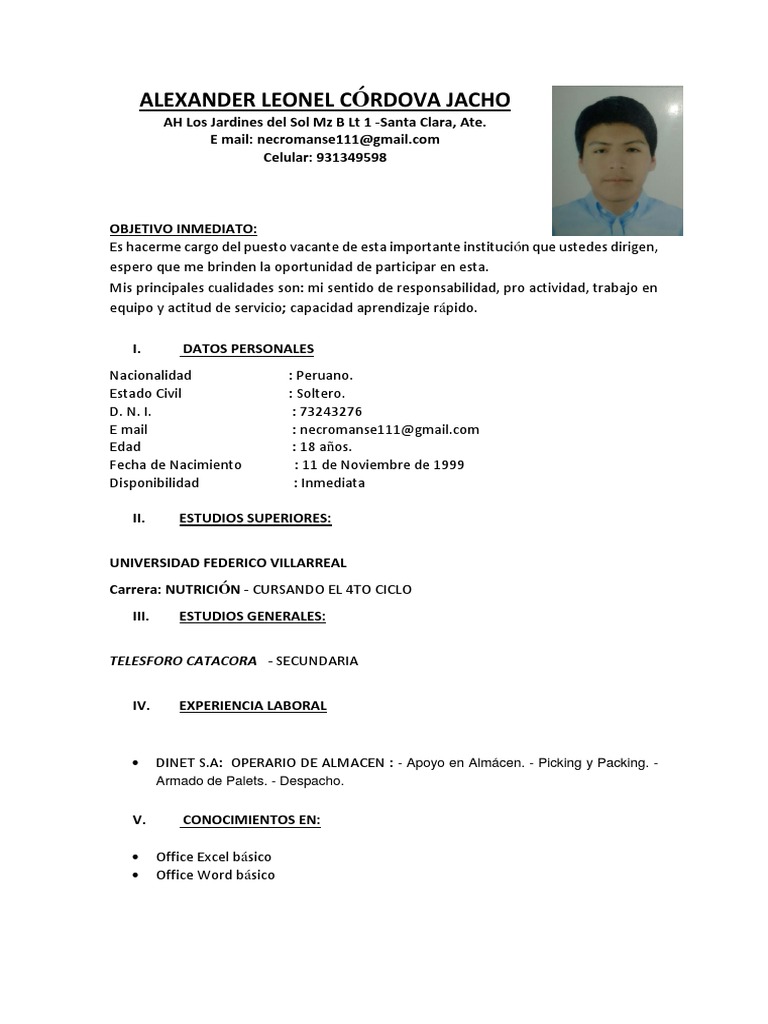 CV Alex Cordova | PDF