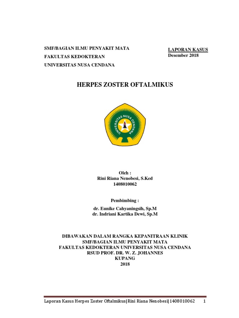Laporan Kasus Herpes Zoster Oftalmikus | PDF