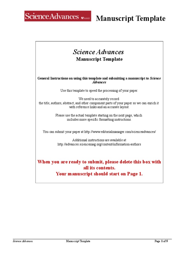 Science Advances Manuscript Template | PDF | Experiment | Statistics