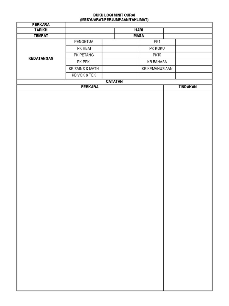 Buku Catatan Minit Mesyuarat | PDF
