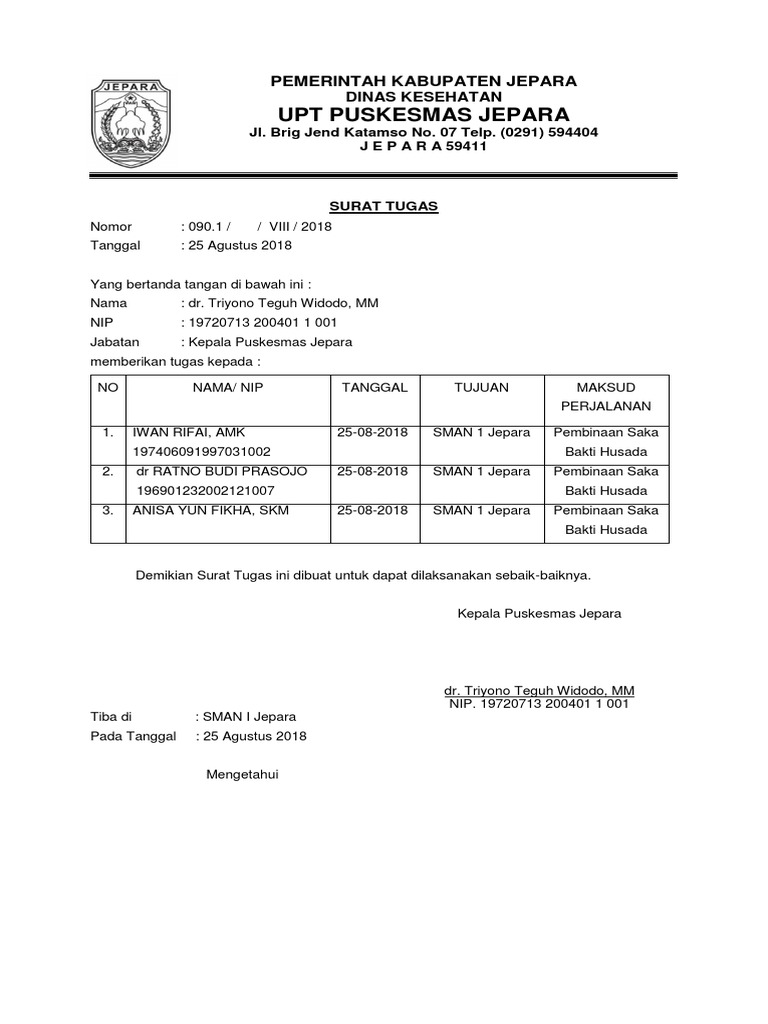 Surat Tugas SBH | PDF