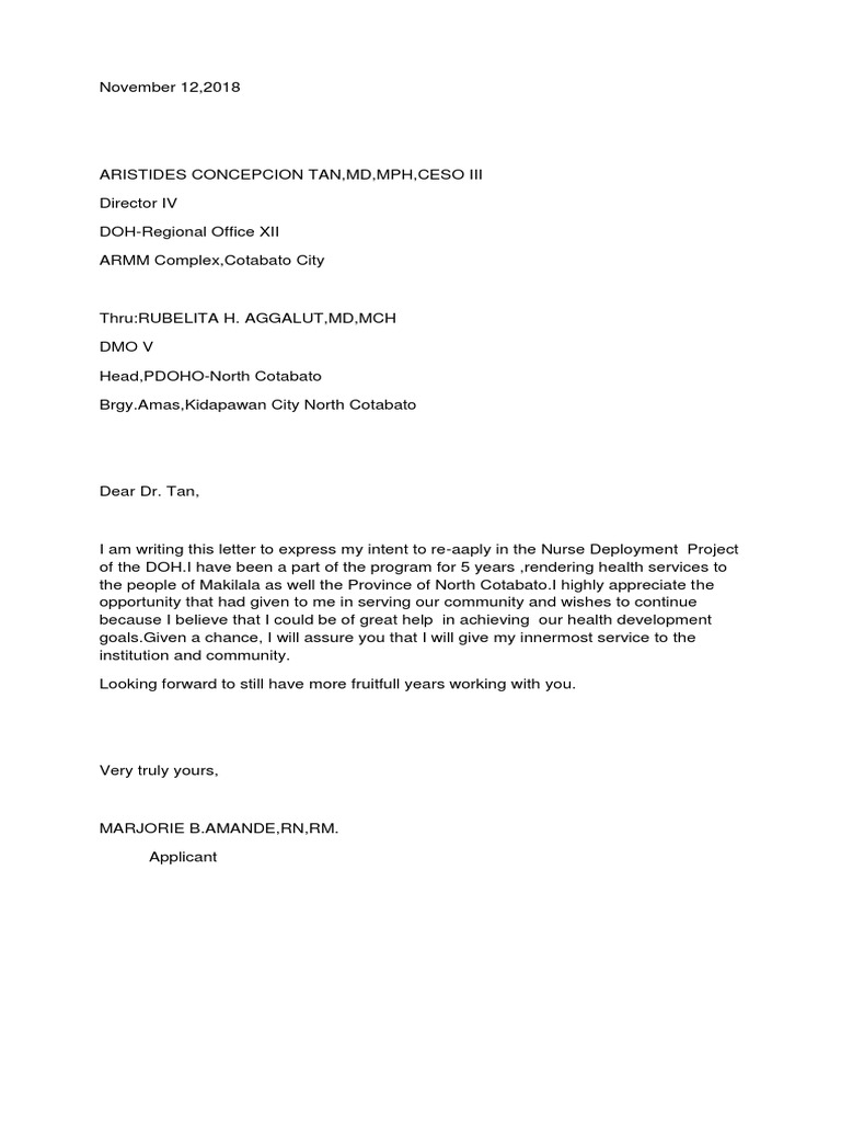 DOH Letter of Intent