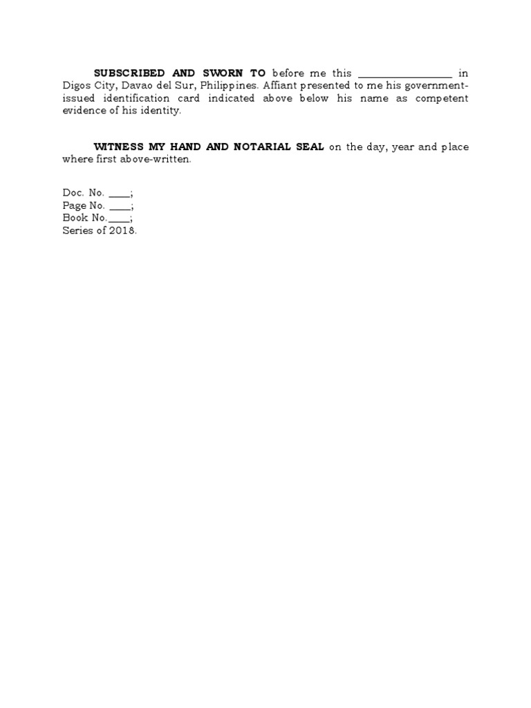 SUBSCRIBED AND SWORN TO Before Me This - in | PDF