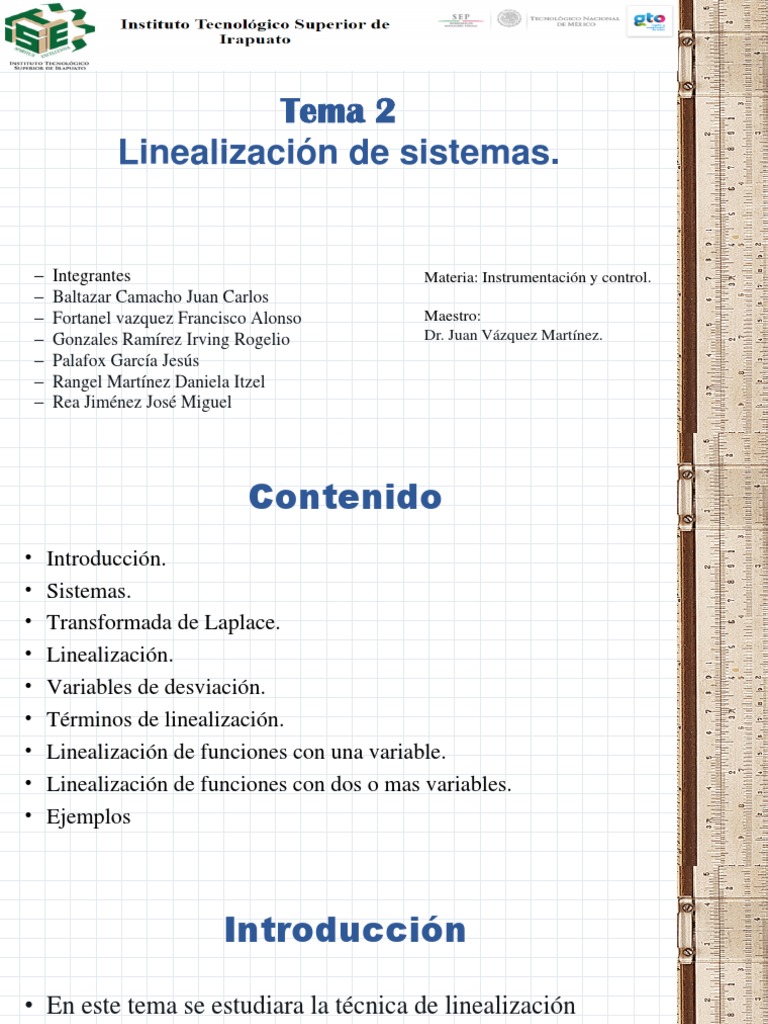 Linealización de Sistemas y Laplace | PDF | Sistema de ecuaciones ...