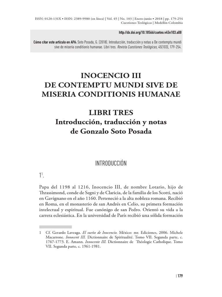 De Contemptu Mundi - Inocencio III | PDF | Papa | Eclesiastés