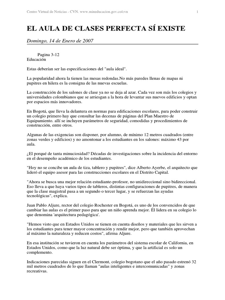 El Aula Perfecta Si Existe | PDF | Salón de clases | Aprendizaje