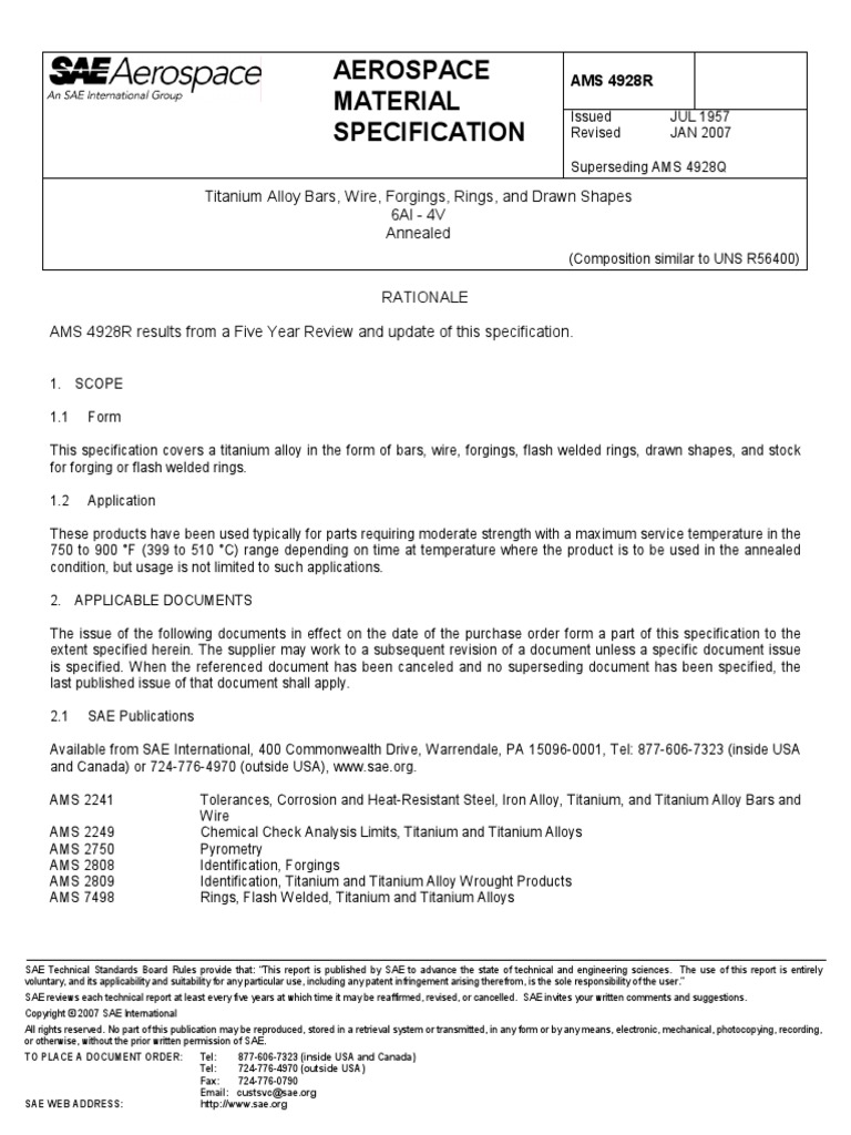 Ams 4928 | PDF | Heat Treating | Forging
