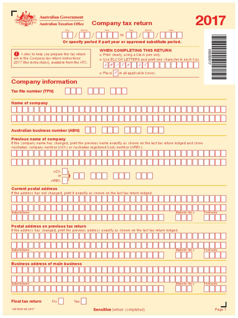 Company Tax Return: 2017 (The Instructions), Available From The ATO ...