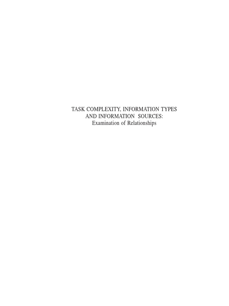 Task Complexity | PDF | Information | Conceptual Model
