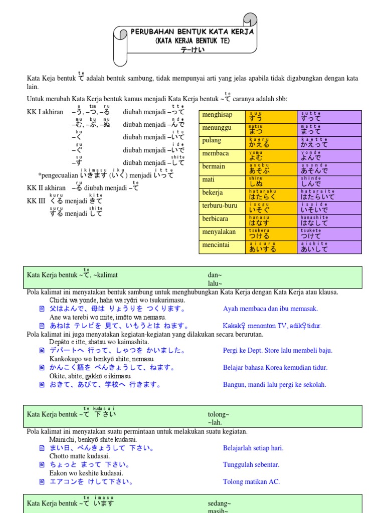 Kata Kerja Bentuk TE | PDF