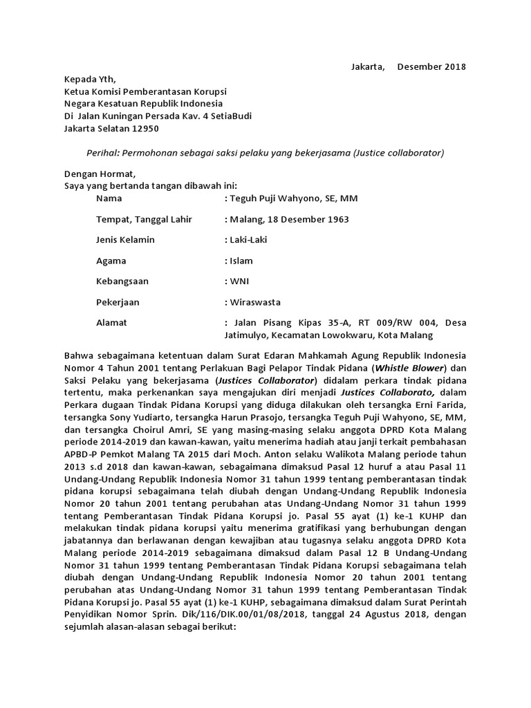 Permohonan Justice Collaborator | PDF