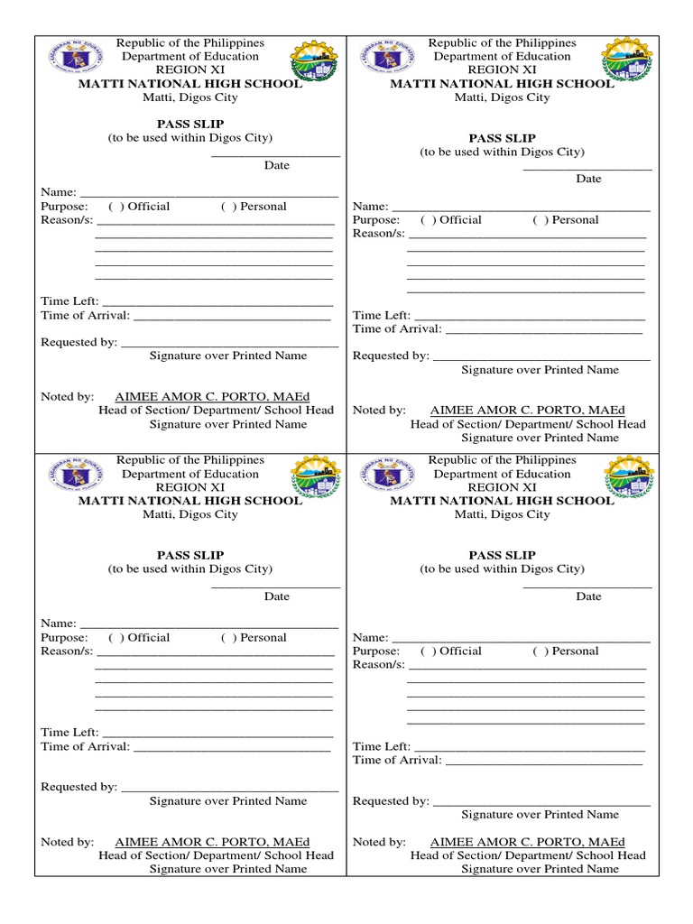 Teachers Pass Slip | PDF | Public Administration | Education Policy