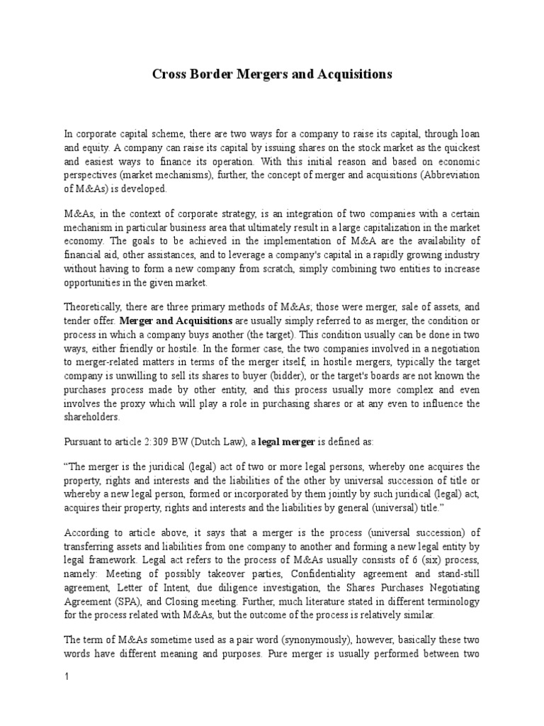 Navigating Cross-Border Mergers and Acquisitions: Understanding the ...