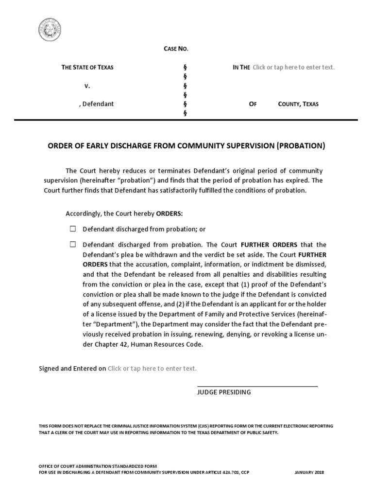 Discharge Order Early Termination | PDF | Probation | Military Discharge