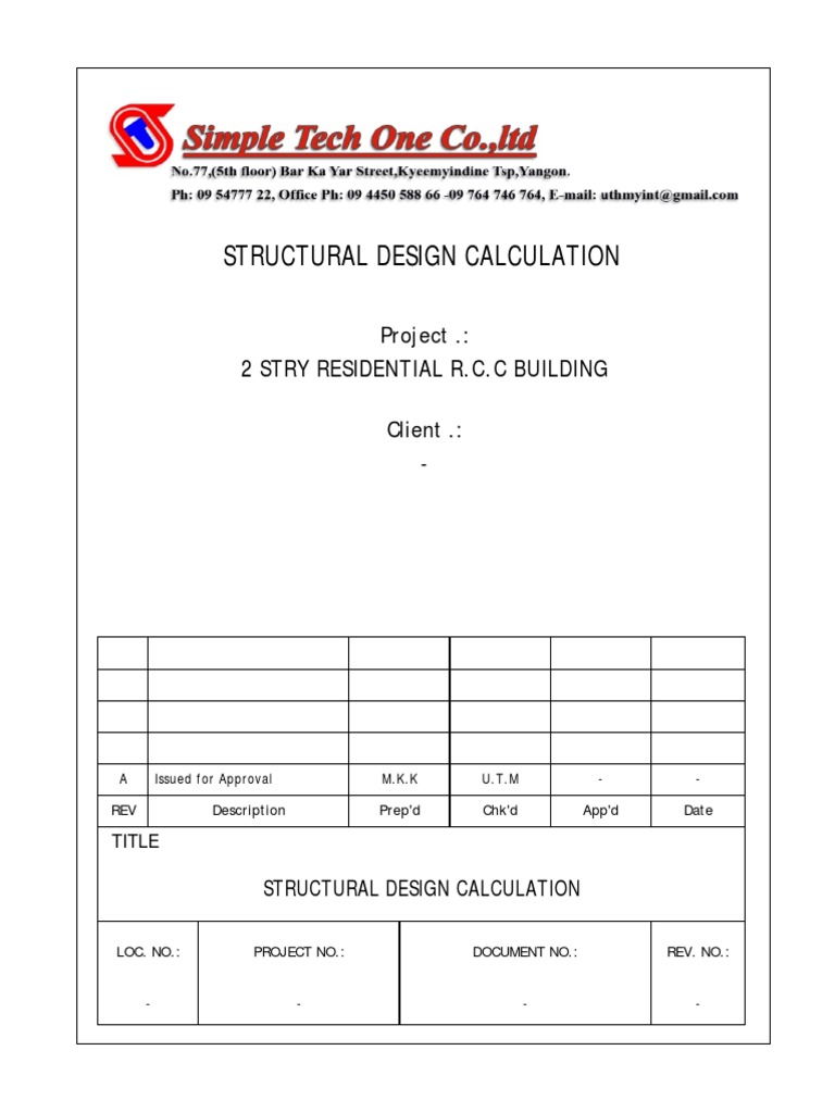 Structural Design Calculation: 2 Stry Residential R.C.C Building | PDF