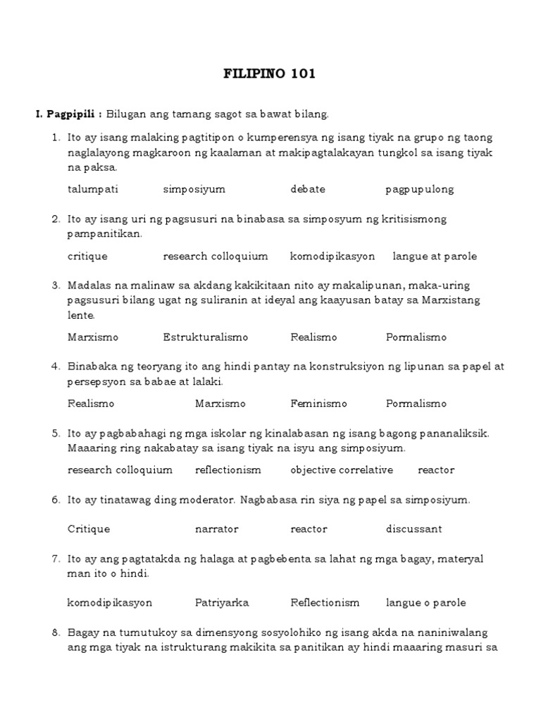 Filipino 101 | PDF