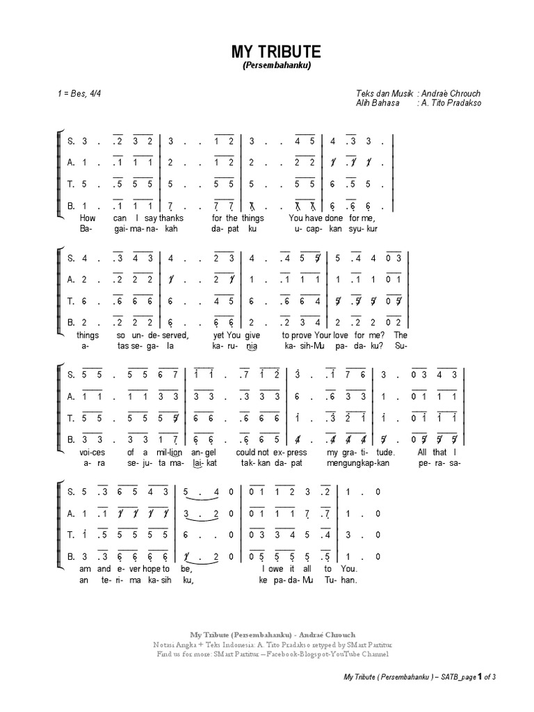 My Tribute Persembahanku Satb Sheet Pdf