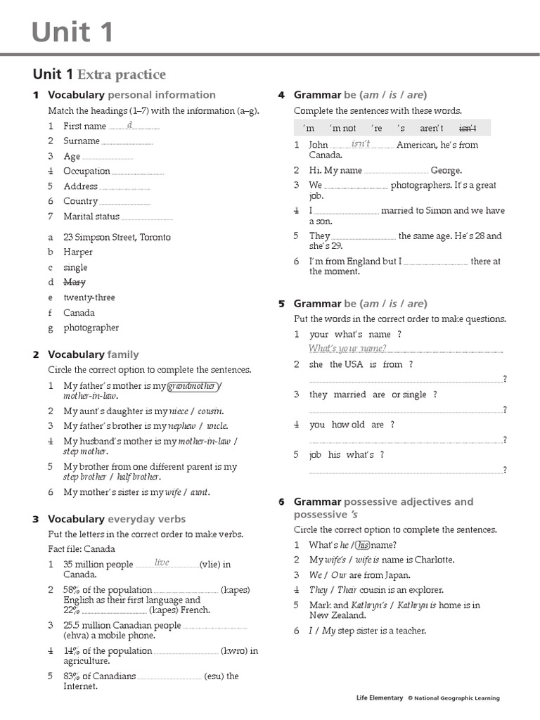 Ele Unit1 ExtraPractice PDF | PDF | Linguistics | Languages