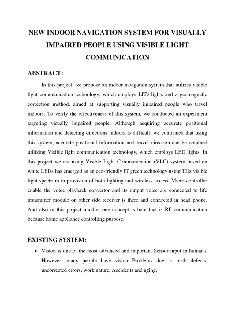 New Indoor Navigation System For Visually Impaired People Using Visible ...