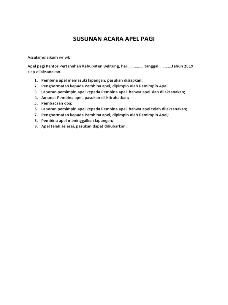 Susunan Acara Apel Pagi | PDF