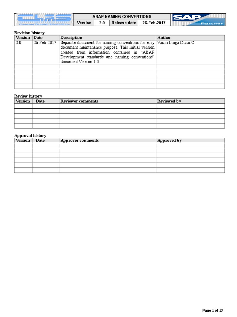 ABAP Naming Conventions | PDF | Parameter (Computer Programming) | Subroutine