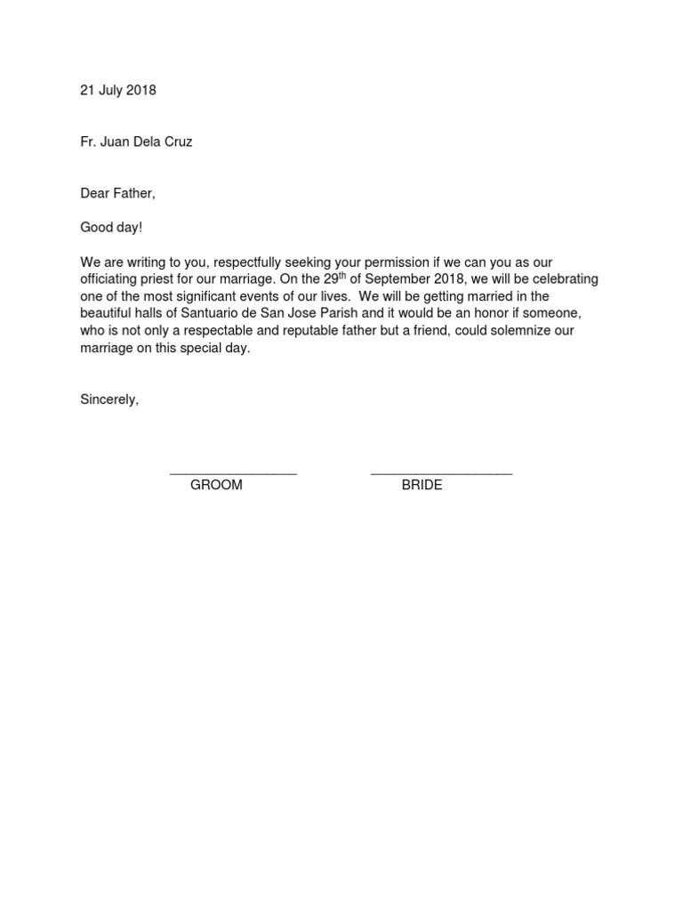 Letter Request To Officiating Priest | PDF
