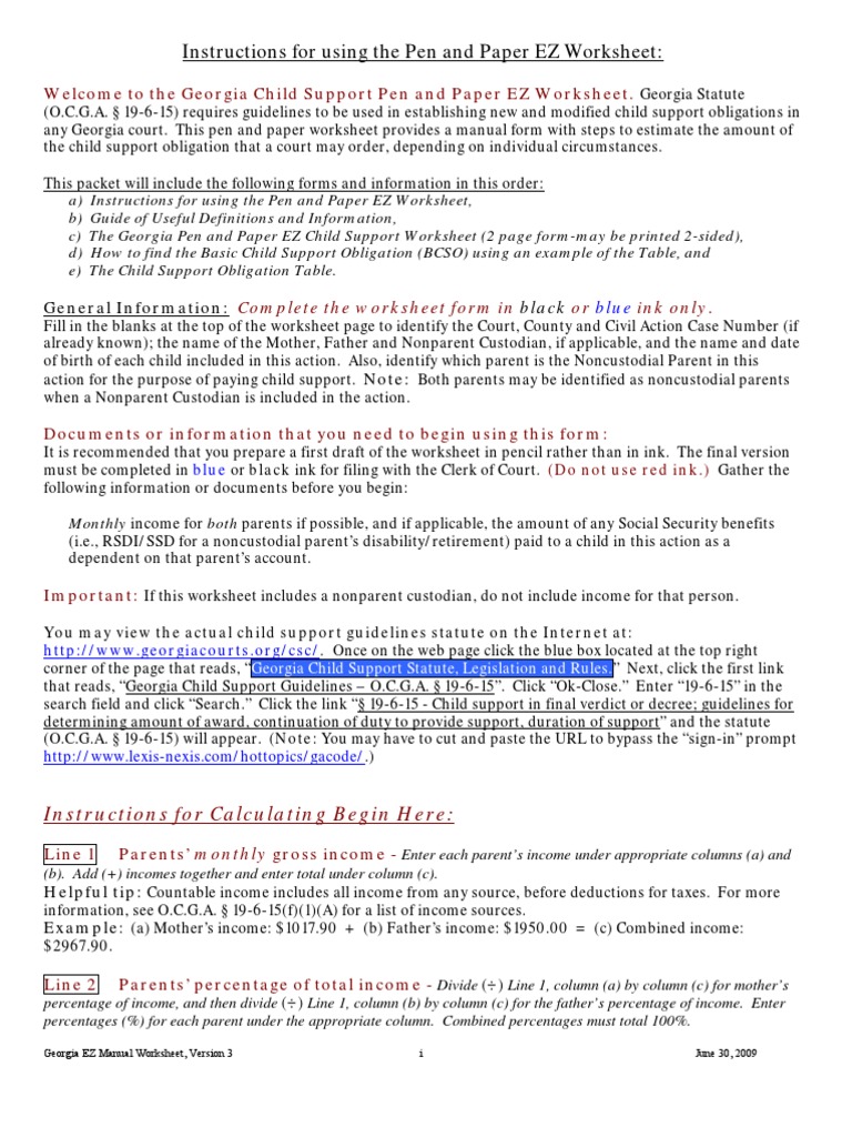 A Step-by-Step Guide to Completing the Georgia Pen and Paper EZ Child ...