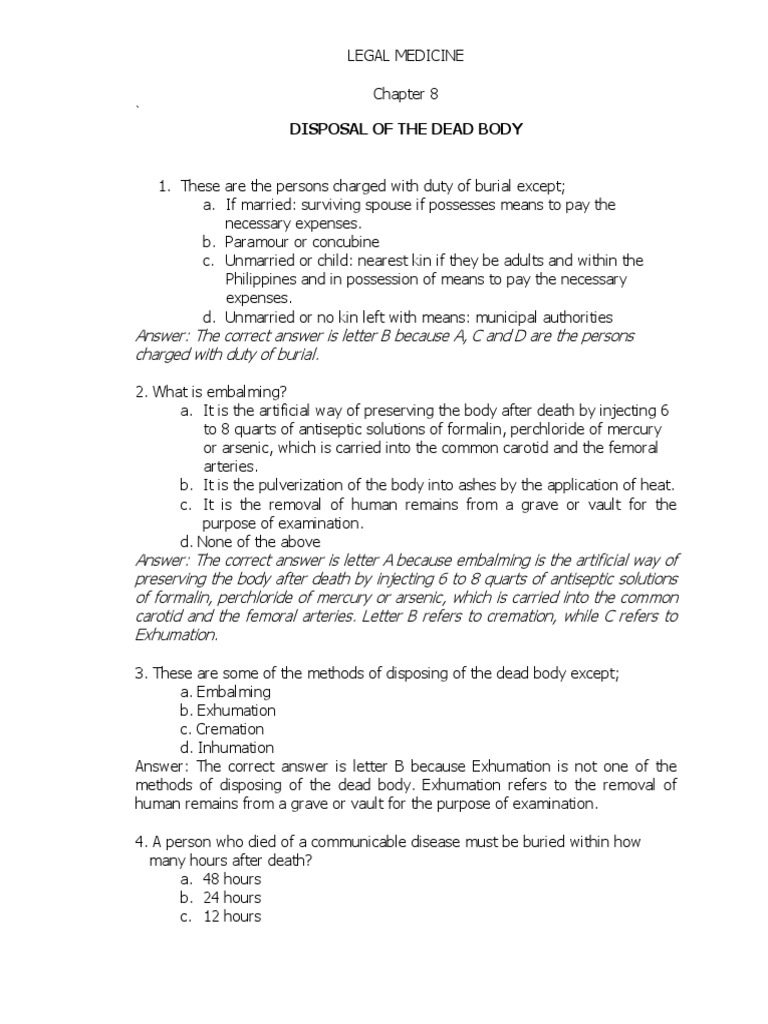 Dead Body Disposal Regulations in the Philippines | PDF | Burial | Cadaver