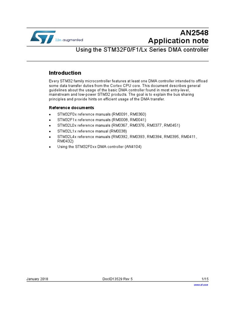 AN2548 Application Note: Using The STM32F0/F1/Lx Series DMA Controller | PDF | Digital ...