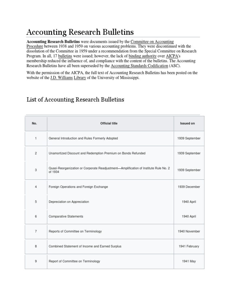 List of Accounting Research Bulletins | PDF | Working Capital | Inventory