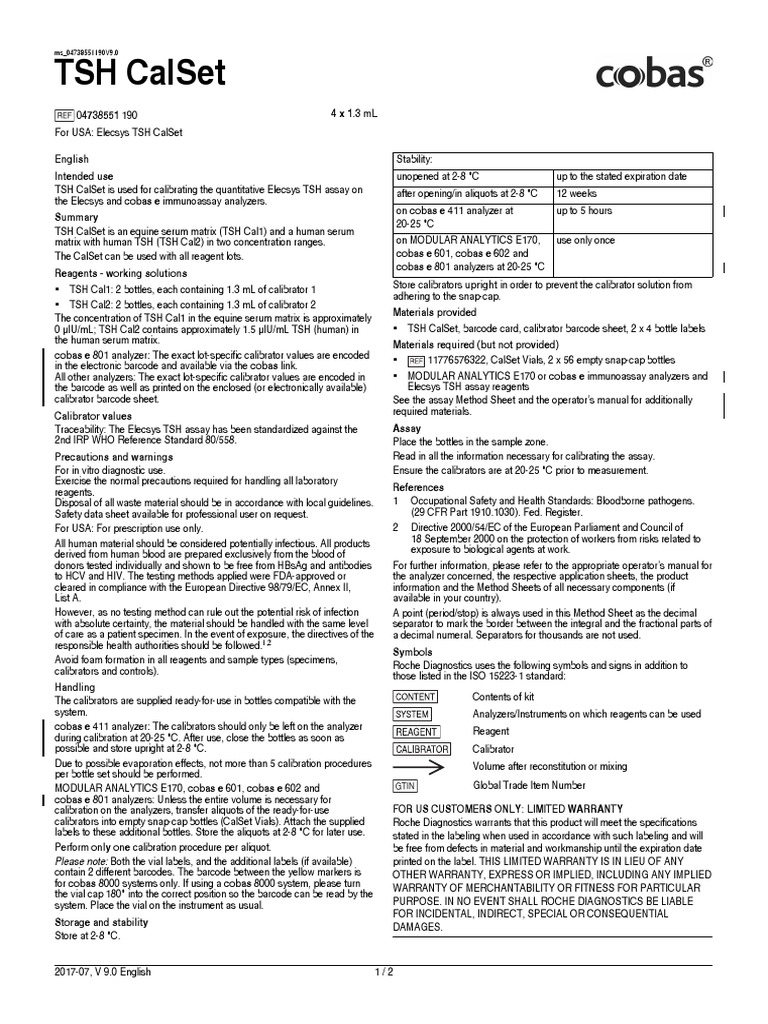 Calset TSH | PDF | Immunoassay | Assay