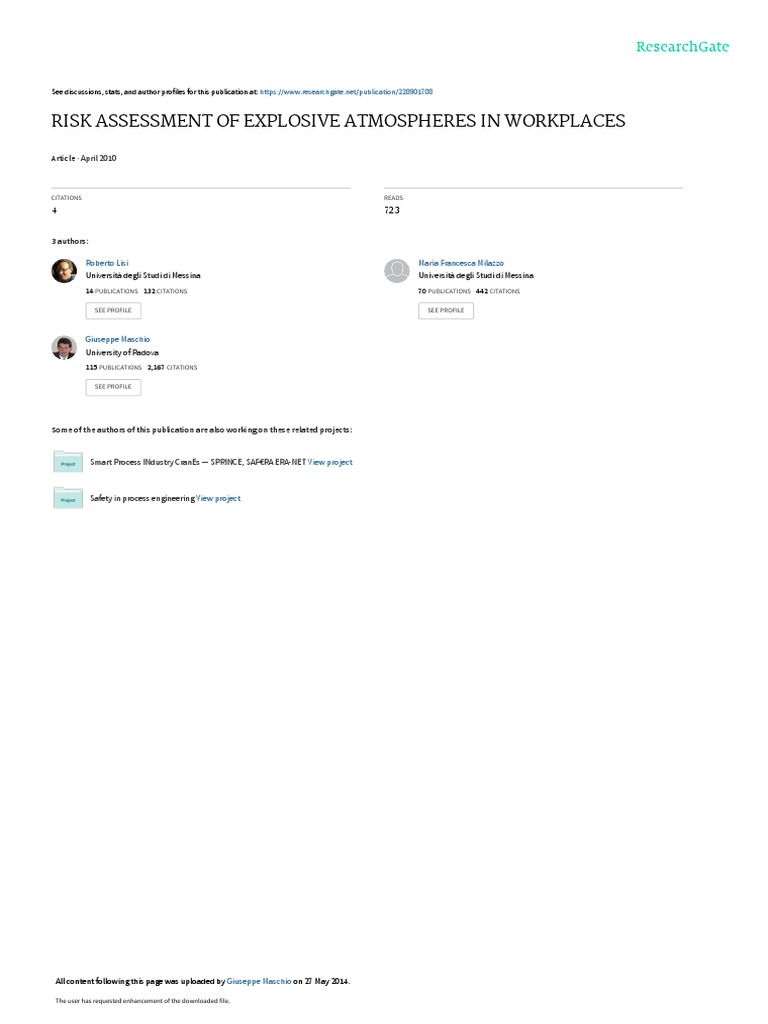 Risk Assessment of Explosive Atmospheres in Workpl | PDF | Risk ...