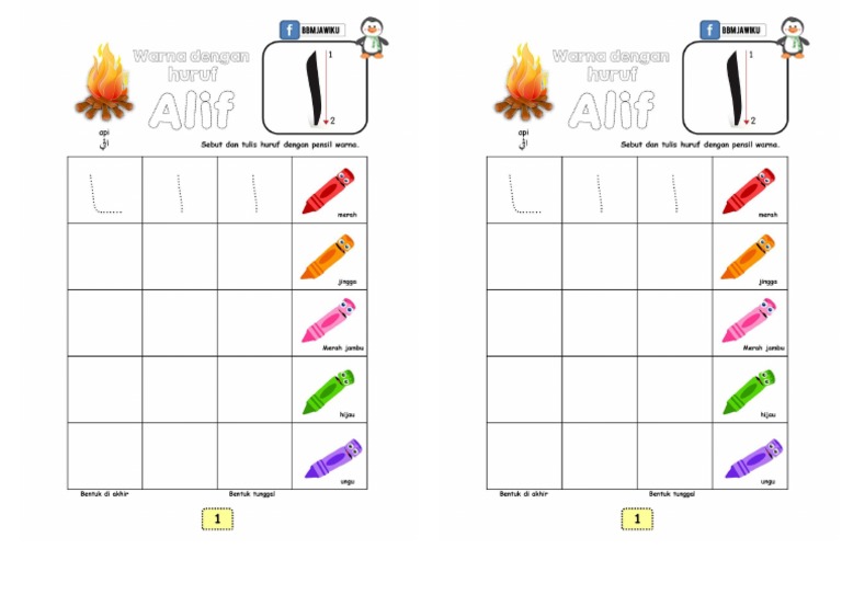 Lembaran Kerja Huruf Alif | PDF