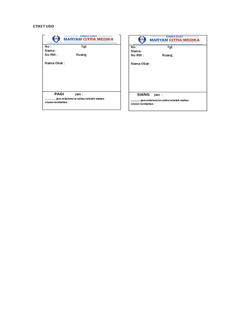 Contoh Etiket Udd (Unit Dose Dispending) | PDF | Kesehatan Holistik