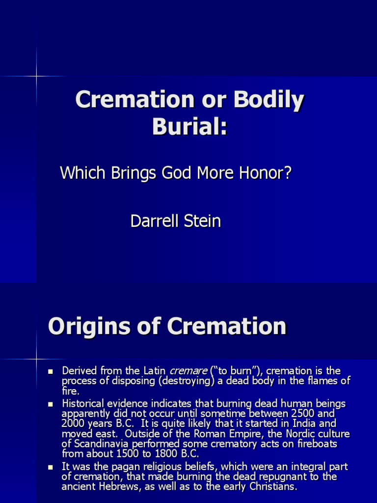 Cremation Presentation by Darrell Stein | PDF | Cremation | Christian ...