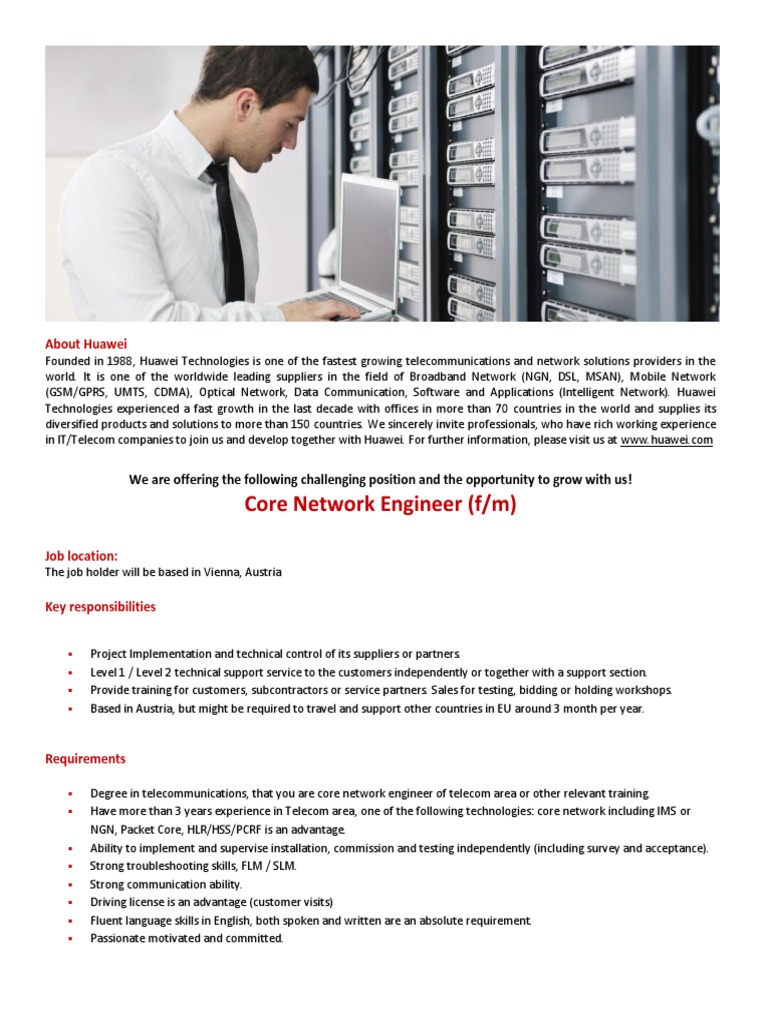 Huawei Technologies Austria - Core Network Engineer PDF | PDF ...