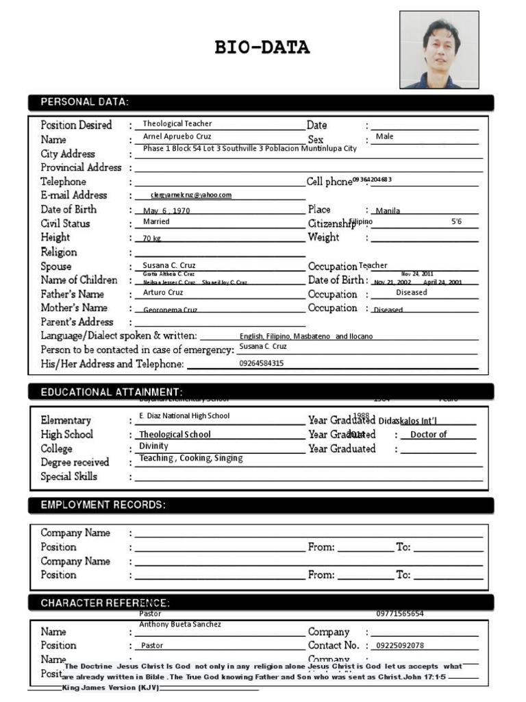 Biodata Arnel For Yahweh Glory | PDF | God In Mormonism | Jesus